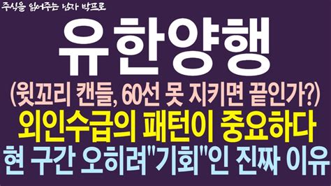 유한양행 주가전망 윗꼬리 캔들 60선 못 지키면 끝인가 외인수급의 패턴이 중요하다 현 구간 오히려 기회인 진짜 이유 Youtube