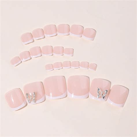 Ldihao Press On Toenails Glitter Fake Toe Nails Full Cover False