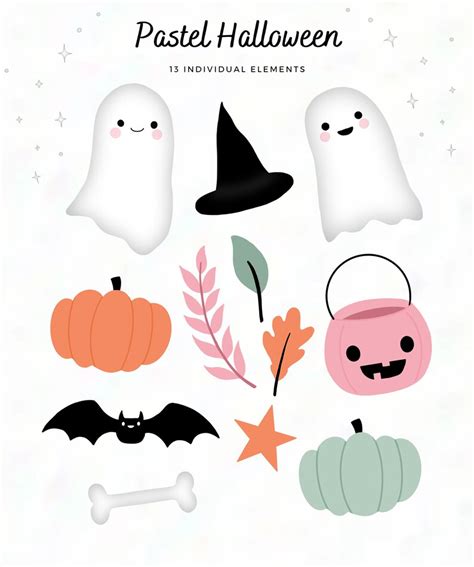 Halloween Clipart Spooky Clipart Haunted Pastel Etsy