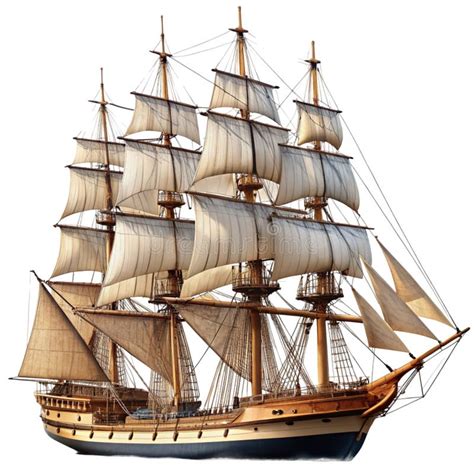 Traditional Sailing Ship Isolated On White Background Stock