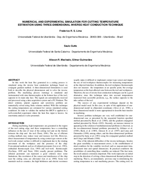 Pdf Numerical And Experimental Simulation For Heat Flux And Cutting