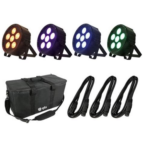 4 X Qtx Par 180uv Rgb Par Can With Carry Bag And Leads Qtx From Inta Audio Uk