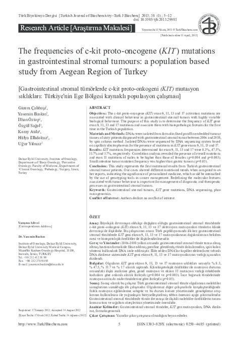 Pdf The Frequencies Of C Kit Proto Oncogene Kit Mutations In
