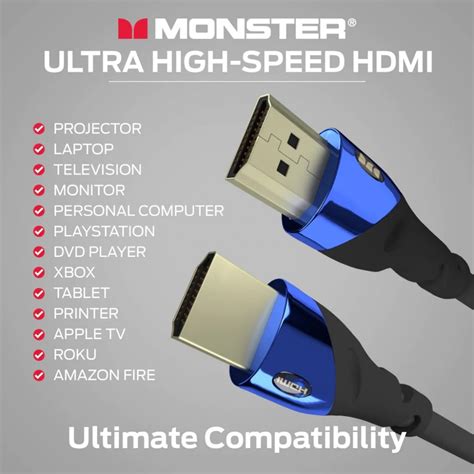 Monster Cobalt Uhs 8k Hdmi 21 Cable 1meter