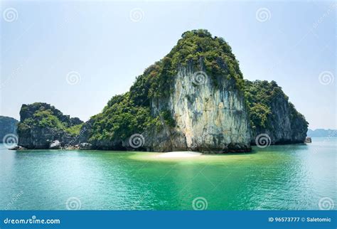 Hidden Tropical Beach In Halong Bay Vietnam Stock Image Image Of