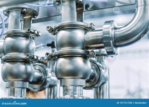 Stainless Steel Pipes And Valves Industrial Pipeline System Stock