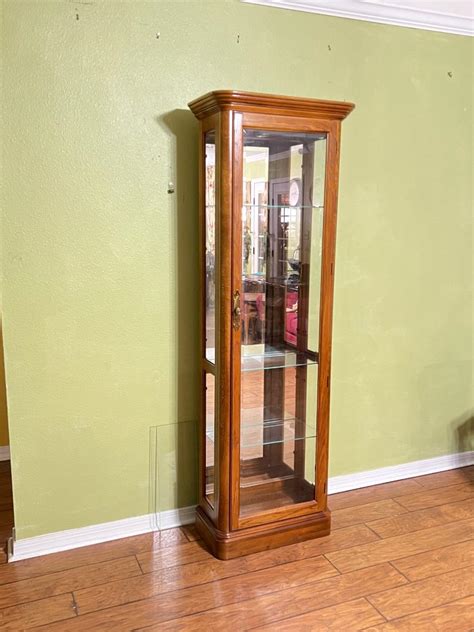 Pulaski Furniture Co ~ Oak Beveled Glass Door Lighted Curio Cabinet