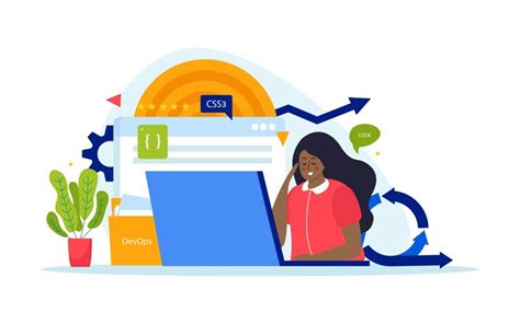 Free Vector Devops Engineering Flat Composition With Black Woman