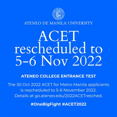 2022 Ateneo College Entrance Test Acet Rescheduling News Ateneo