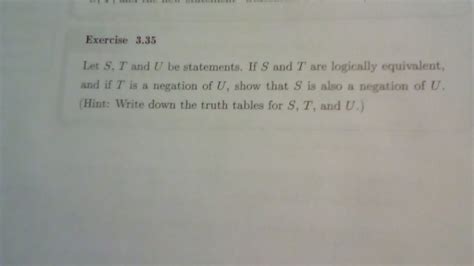 Solved Exercise 3 35 Let S T And U Be Statements If S And Chegg Com