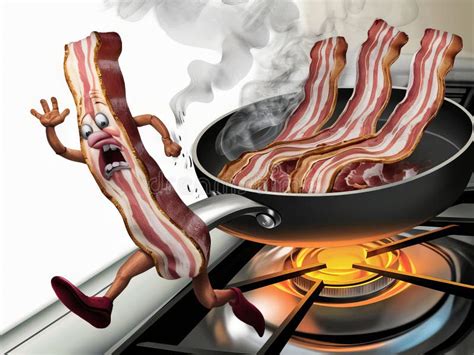 Bacon Out Of The Frying Pan Stock Illustration Illustration Of