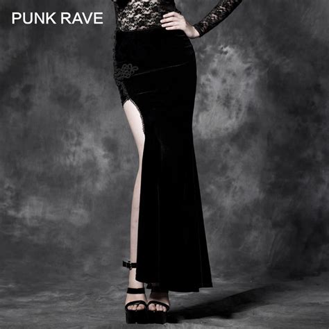 Punk Rave Gothic Style Sexy Split Black Asymmetric Punk Cheongsam