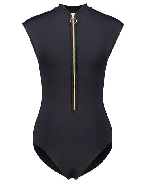 Seafolly Damen Badeanzug Zip Front One Piece In Schwarz Kaufen Engelhorn