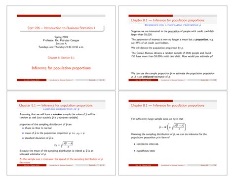 Inference For Population Proportions Lecture Slides Stat 226 Docsity
