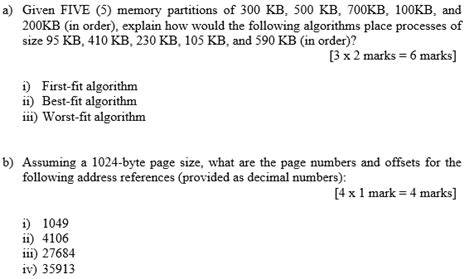 Solved A Given Five 5 Memory Partitions Of 300 Kb 500