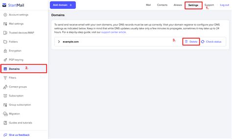 Delete A Domain StartMail