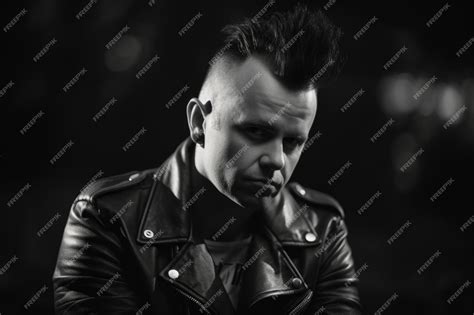 Premium Ai Image Rocker Attitude Black And White Portrait Of A Man