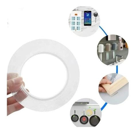 Cinta Adhesiva 5m Removible Lavable Reutilizable Doble Cara MercadoLibre