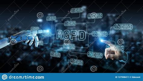 White Robot Hacking And Accessing Gdpr Interface Stock Illustration