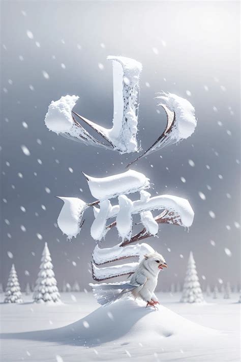 AI数字艺术二十四节气小雪毛笔艺术字 众图网 花瓣网