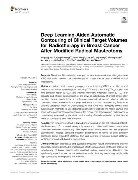 PDF Deep Learning Aided Automatic Contouring Of Clinical Target Volumes For Radiotherapy In