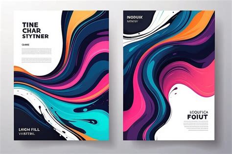 Premium Photo Two Colorful Abstract Poster Liquid Ink Modern Style Trends Background For