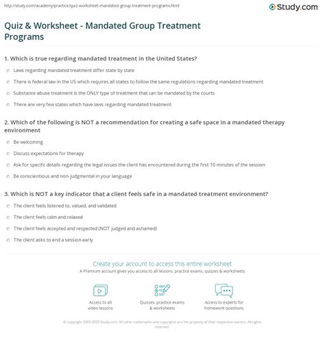 Quiz And Worksheet Mandated Group Treatment Programs
