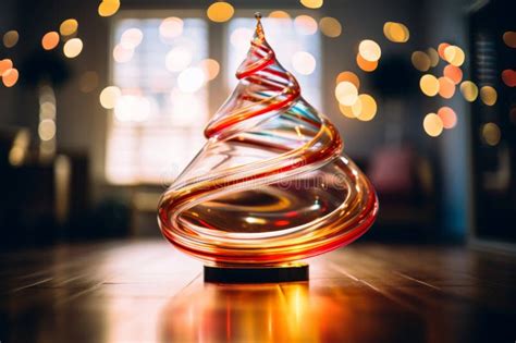 A Glass Christmas Tree Sitting On A Wooden Floor Stock Illustration