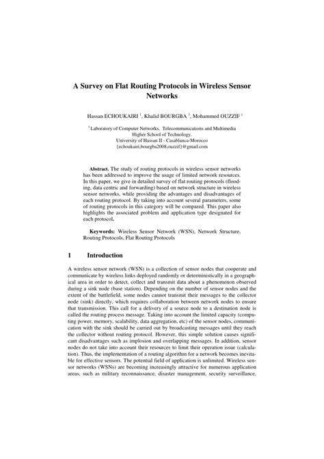 PDF A Survey On Flat Routing Protocols In Wireless Sensor Networks