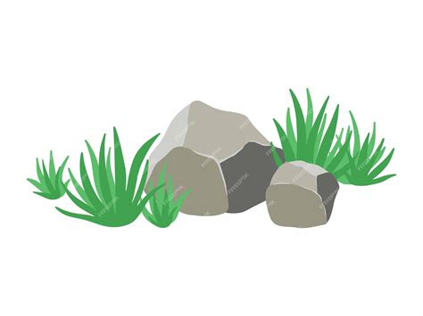 잔디 바위 배경 프리미엄 벡터