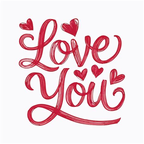 Decorative Love You Typography With Playful Font On White Background