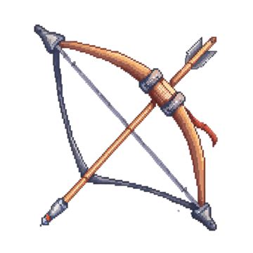 Bow And Arrow In Pixel Art Style Bow Arrow Weapon PNG Transparent