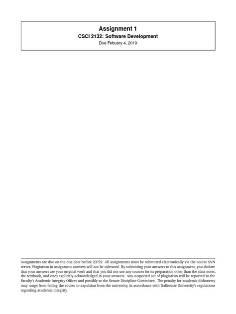 Assignment 1 Csci 2132 Software Development Pdf