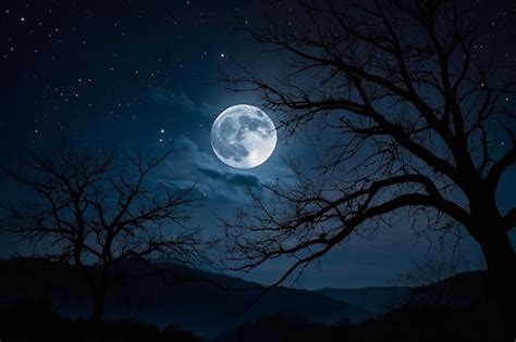 Premium Photo Painting Of A Night Sky With A Full Moon