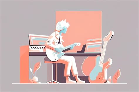 Premium Ai Image Illustration Of Musician Playing Guitar And Singing