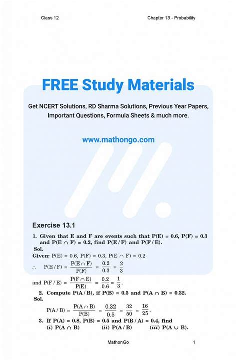 Ncert Solutions For Class 12 Maths Chapter 13 Exercise 13 1 Mathongo