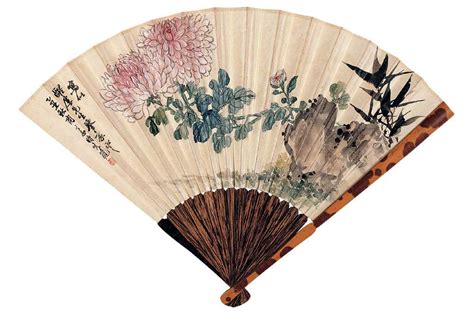 商笙伯 乙丑（1925年）作 竹石菊寿图 成扇上海工美2006艺术品拍卖会 上海工美拍品价格图片拍卖专场拍卖会预展拍卖会结果卓