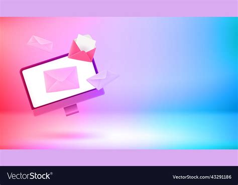Sending Mail Via Computer 3d Banner With Copy Vector Image