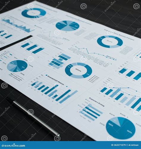 a document featuring various data visualizations including pie charts