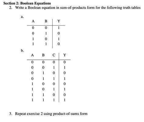 Solved Section Boolean Equations Write A Boolean Chegg