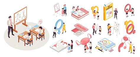 Premium Vector Isometric Sex Education Icons Set With Gender