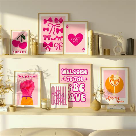 Coquette Room Decor Preppy Room Decor Blush Pink Wall Art Gallery Wall