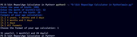 Age Calculator Using Python Basically This Python Script Takes Date