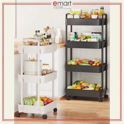 3 4 Tier Trolley Rack Trolley Rack Kitchen Trolley Troli Dapur Troli