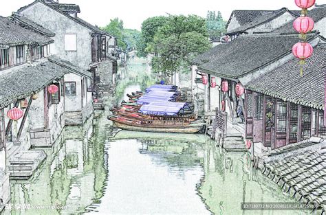江南小镇设计图 图片素材 其他 设计图库 昵图网