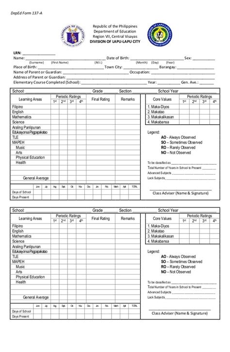 Form 137 K 12