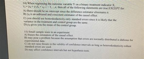 solved 14 when regressing the outcome variable y on a