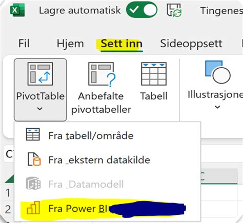missing power bi menu in excel insert pivot table microsoft