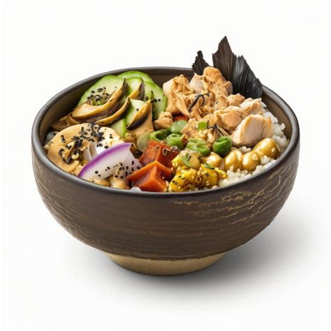 Premium Ai Image Poke Bowl Isolated Illustration Generative Ai