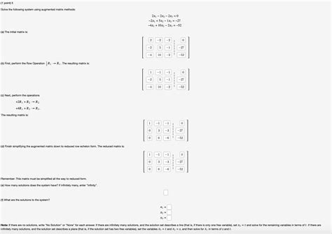 solved solve the following system using augmented matrix
